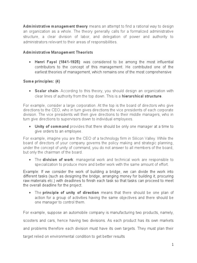 Overview of Administrative Management Theory | PDF | Leadership ...