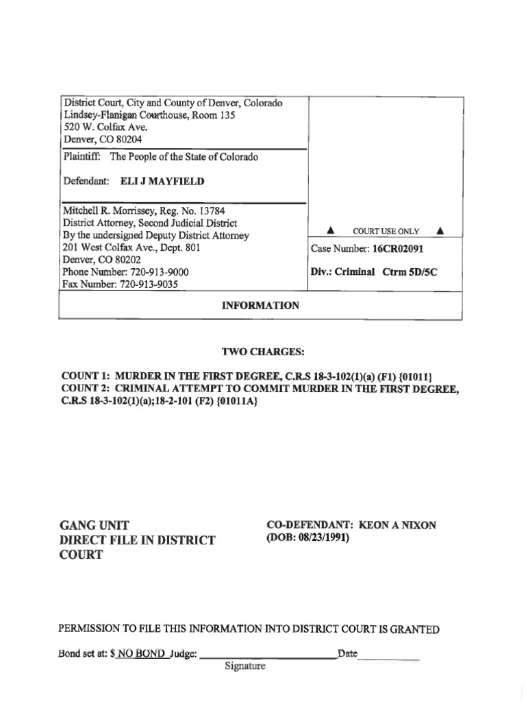 Keon Nixon and Eli Mayfield Charging Documents | PDF