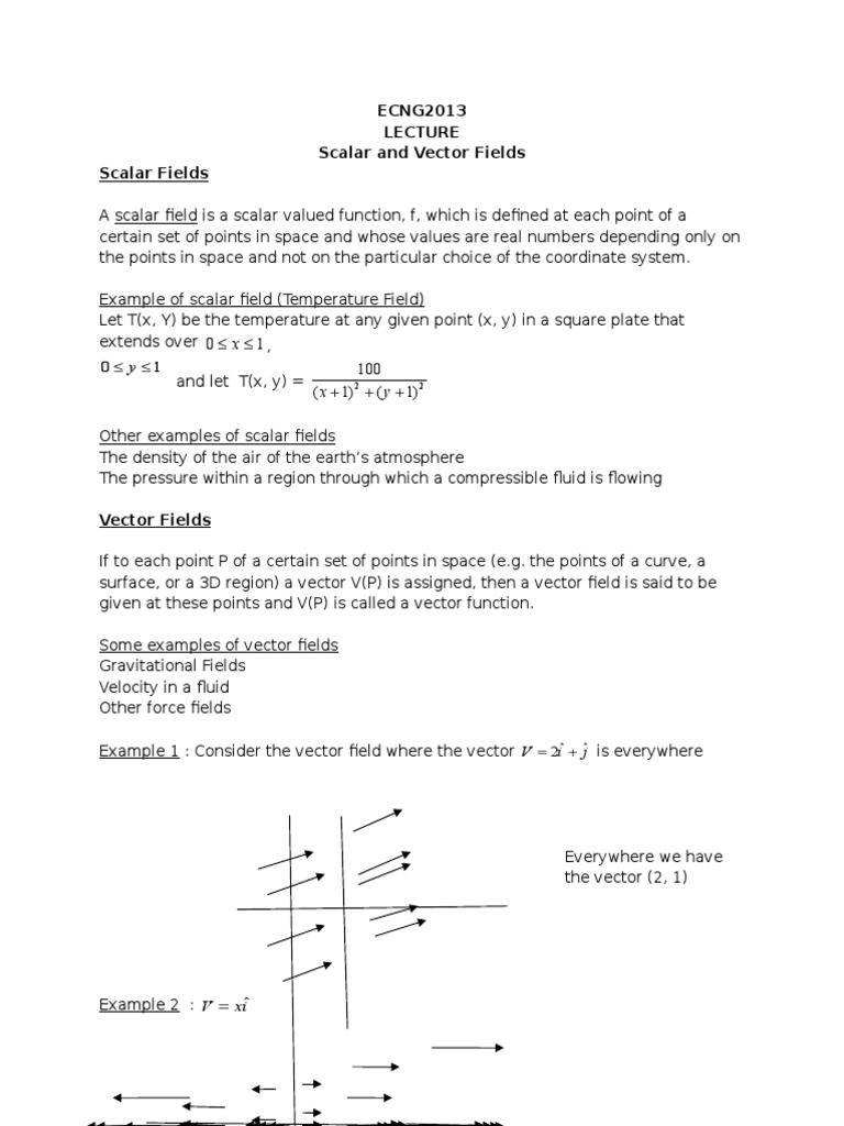 Lecture - Scalar Vector Fields | PDF | Euclidean Vector | Derivative