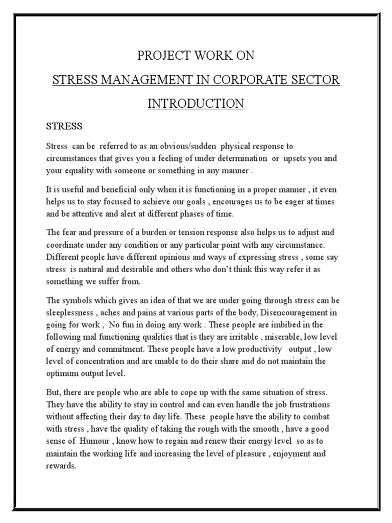 Stress Management in Corporate Sector | PDF | Stress Management ...