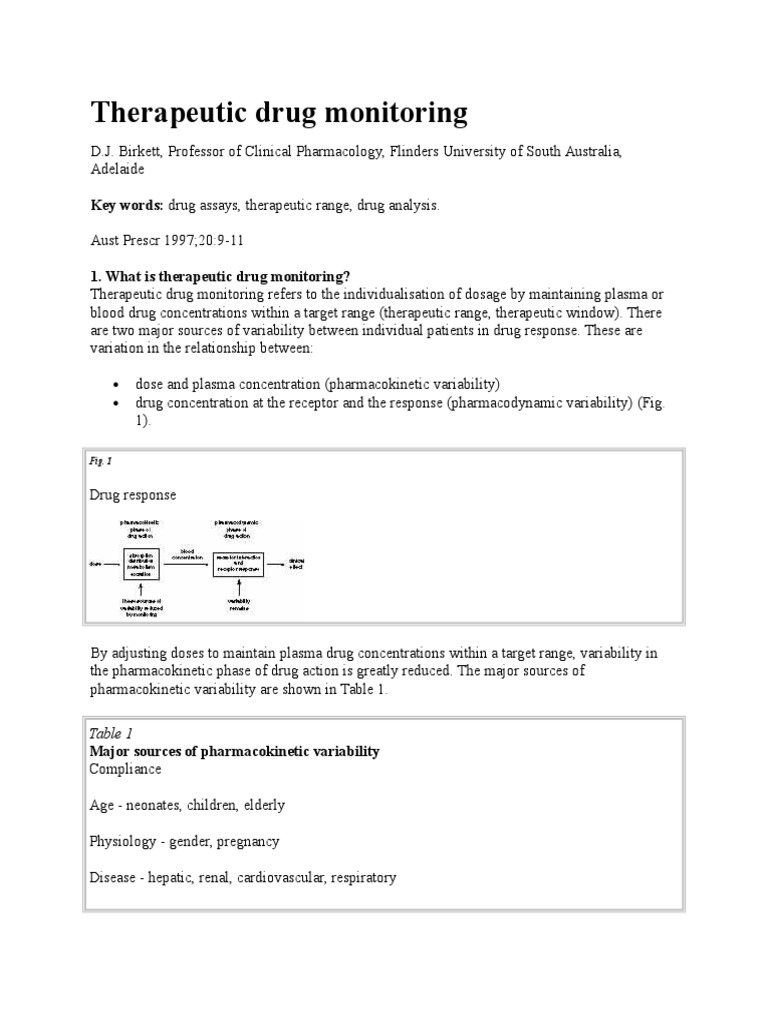 Therapeutic Drug Monitoring | Pharmacokinetics | Assay