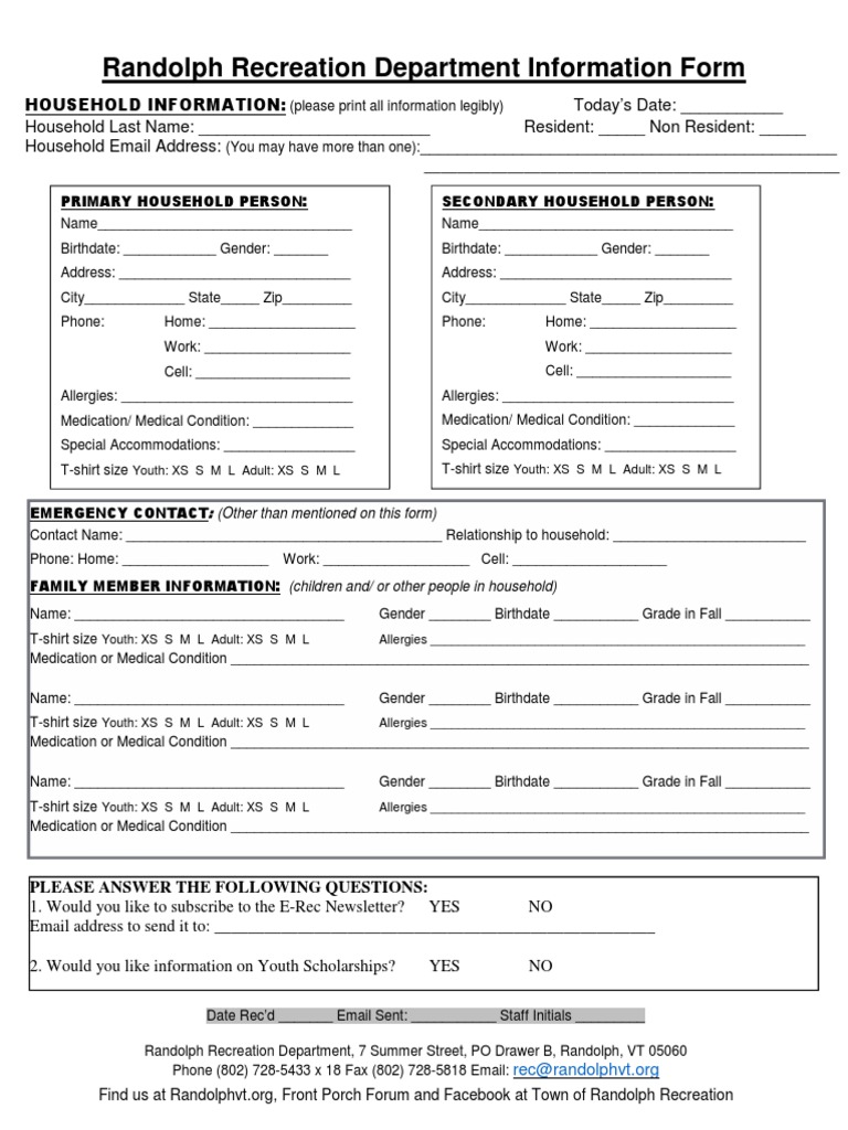 Household Information Form | PDF