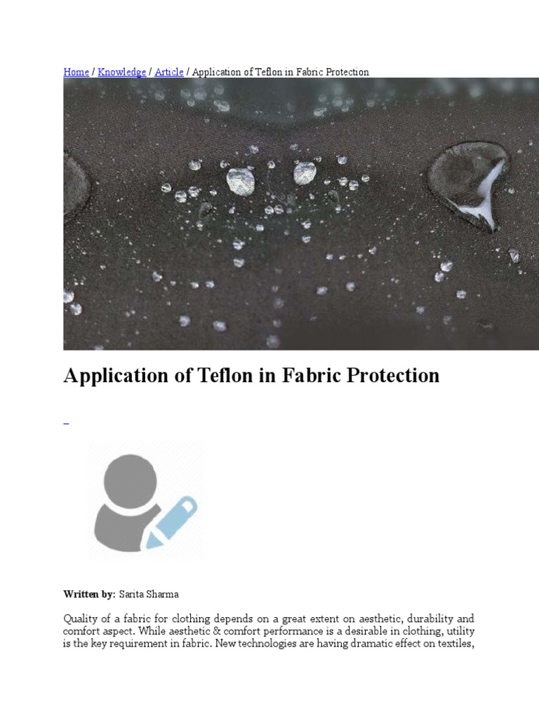 Application of Teflon in Fabric Protection | PDF | Textiles | Clothing