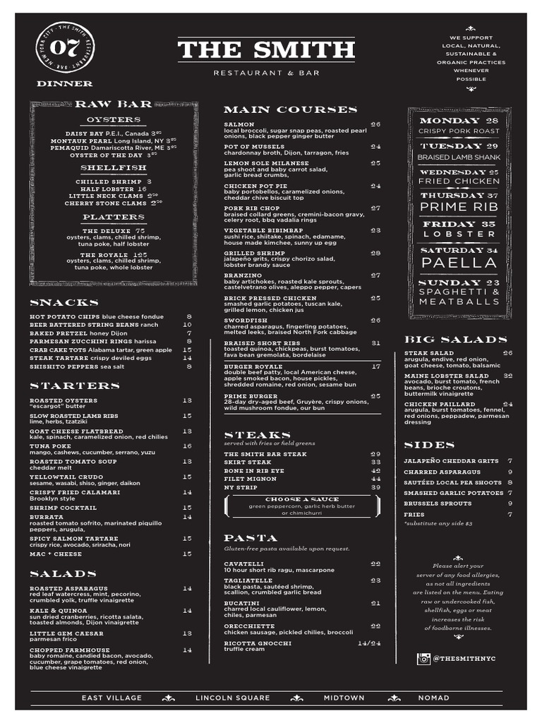 The Smith NoMad Dinner | PDF | Salad | Food And Drink