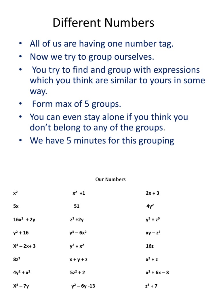 Grouping Mathematical Expressions Activity | PDF