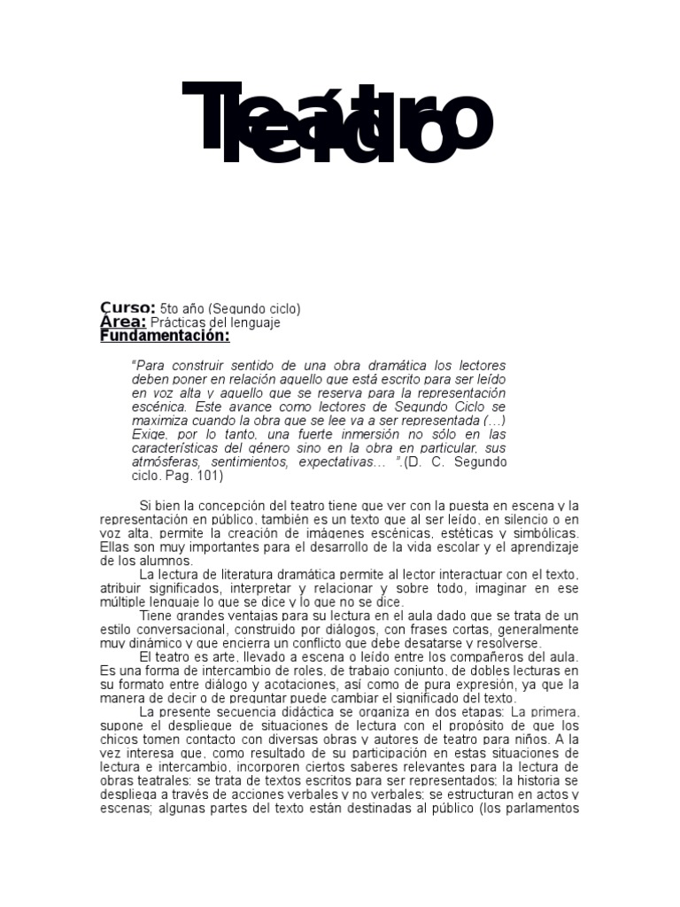 Teatro Leído: Estrategias Didácticas | PDF | Lectura (proceso) | Teatro
