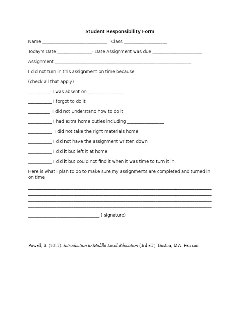 Student Responsibility Form | PDF | Career & Growth