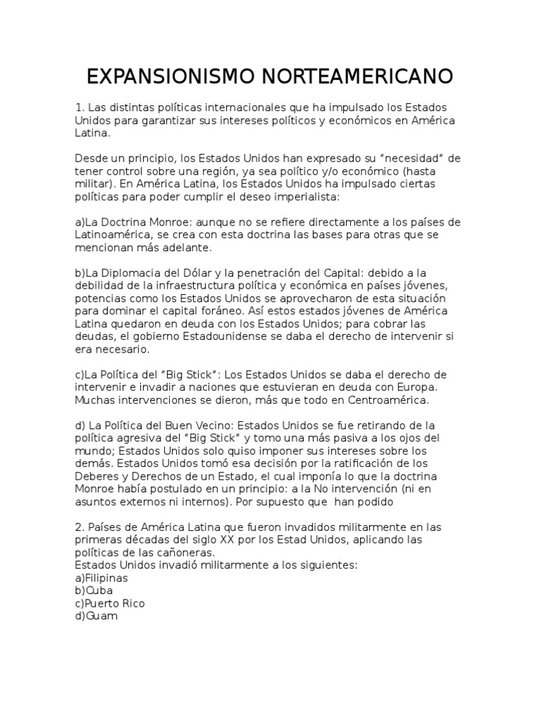 EXPANSIONISMO NORTEAMERICANO
