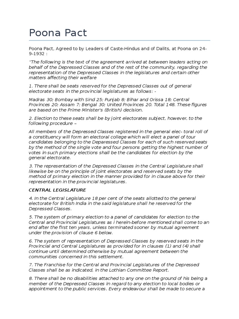 Poona Pact | PDF | South Asia | Government