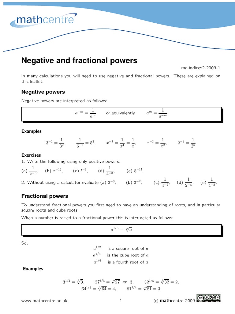 Fractional Powers | PDF | Teaching Methods & Materials