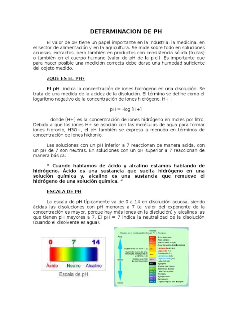 Determinación de pH | Ph | Sustancias químicas