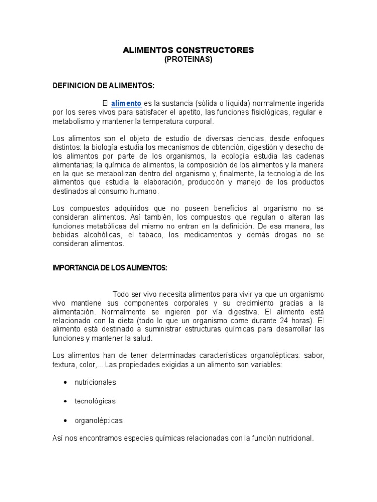 Proteínas: Alimentos Constructores Esenciales | PDF | Proteínas | Digestión