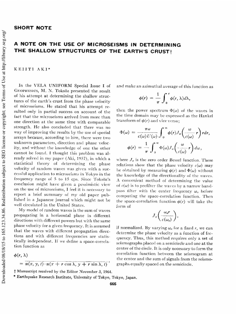 A Note On The Use of Microseisms in Determining The Shallow Structures ...