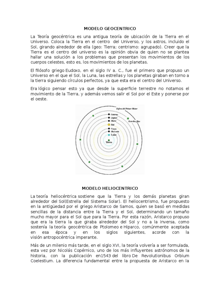 Modelo Geocentrico | PDF | Heliocentrismo | Nicolás Copérnico