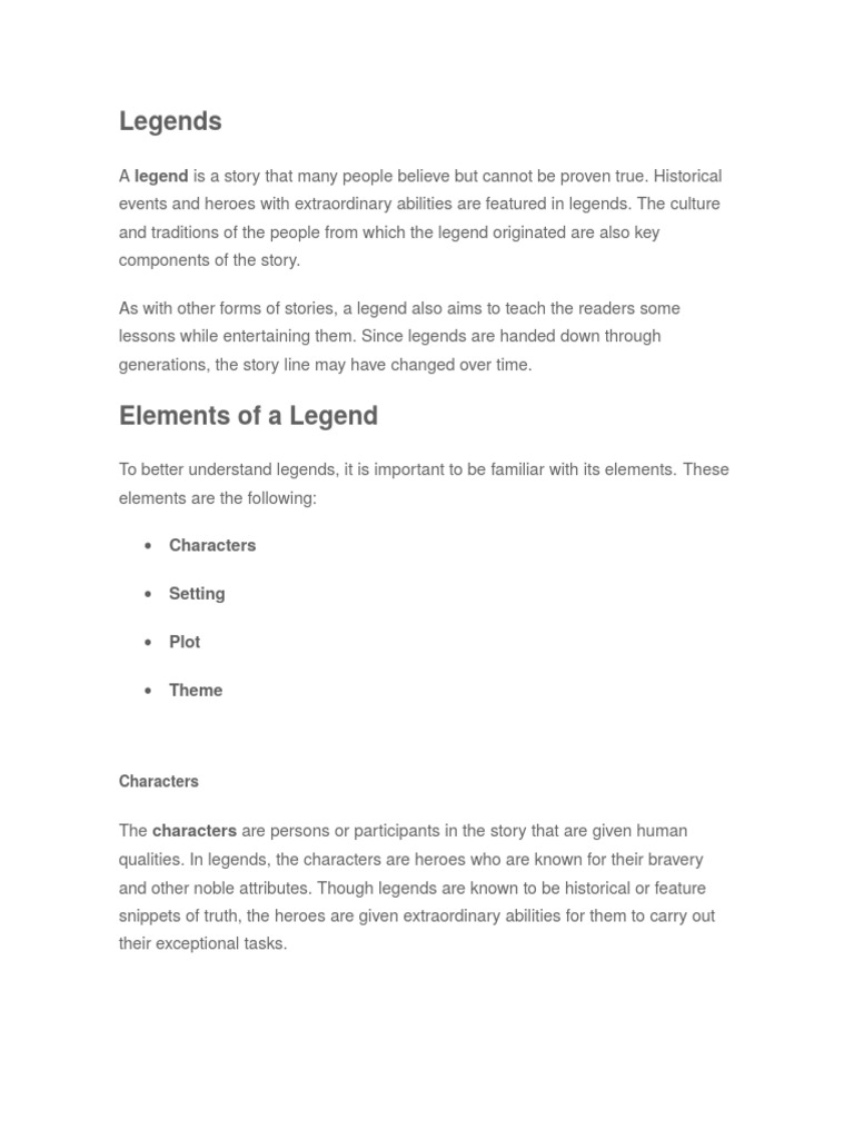 Legends in English | PDF | Fable | Hero