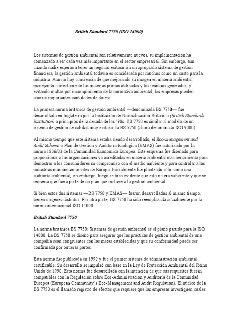 Evolución de BS 7750 a ISO 14000 | PDF | Science | Business