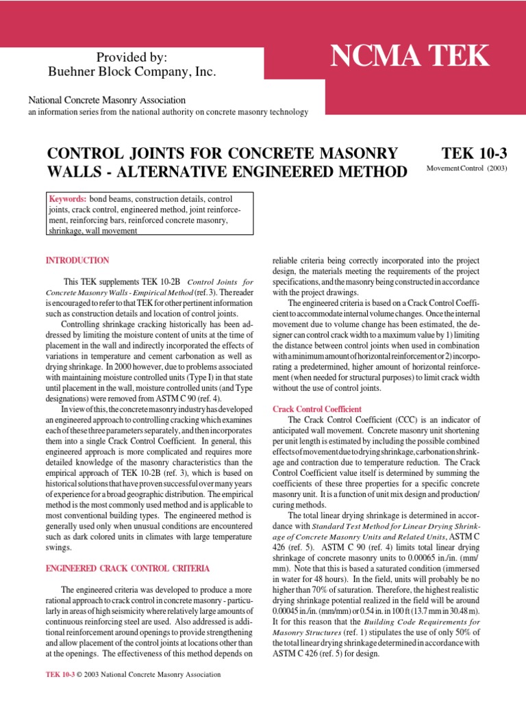Ncma Tek 10-03 | PDF | Masonry | Concrete