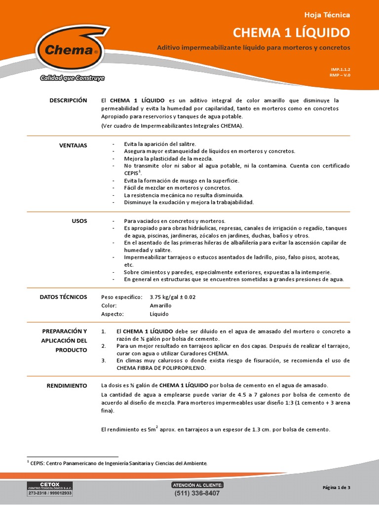 Chema 1 Liquido PDF | PDF | Cemento | Agua