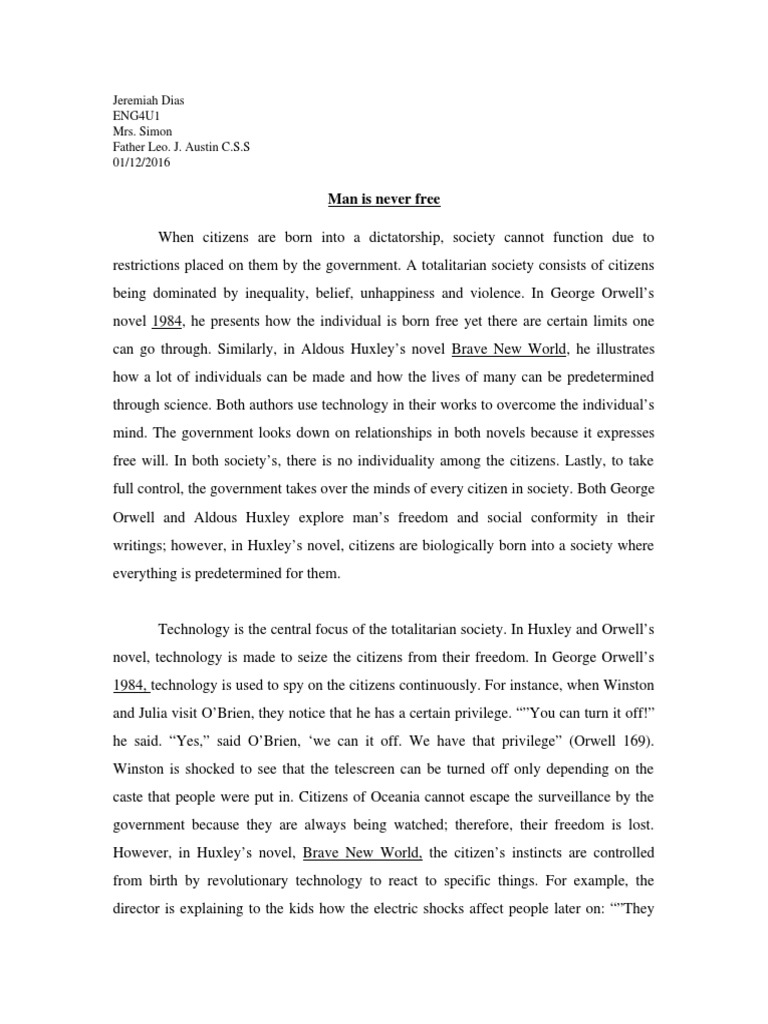 1984 and BNW Comparison | PDF