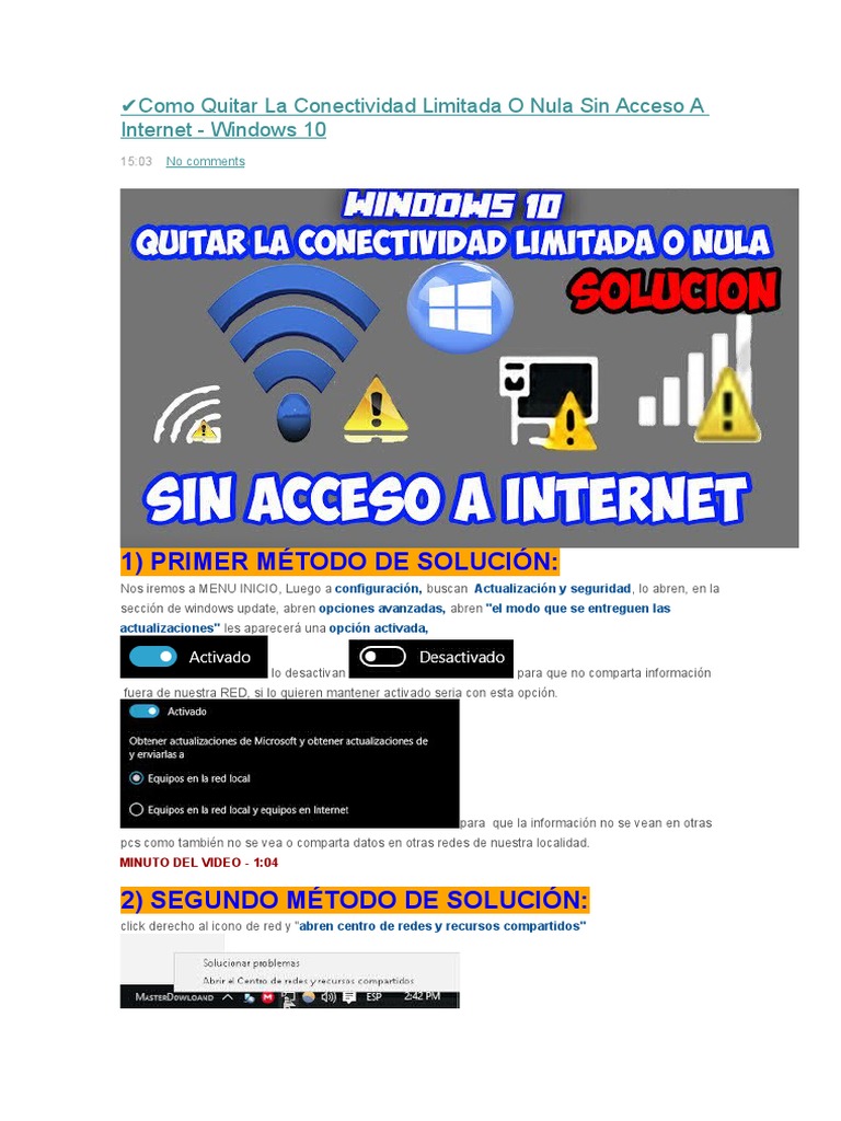 Como Quitar La Conectividad Limitada O Nula Sin Acceso A Internet | PDF ...
