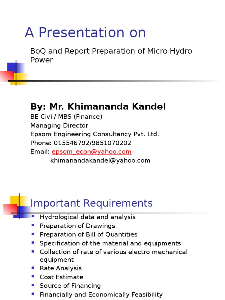 BoQ and Reporting - Micro Hydro | PDF | Hydropower | Specification (Technical Standard)