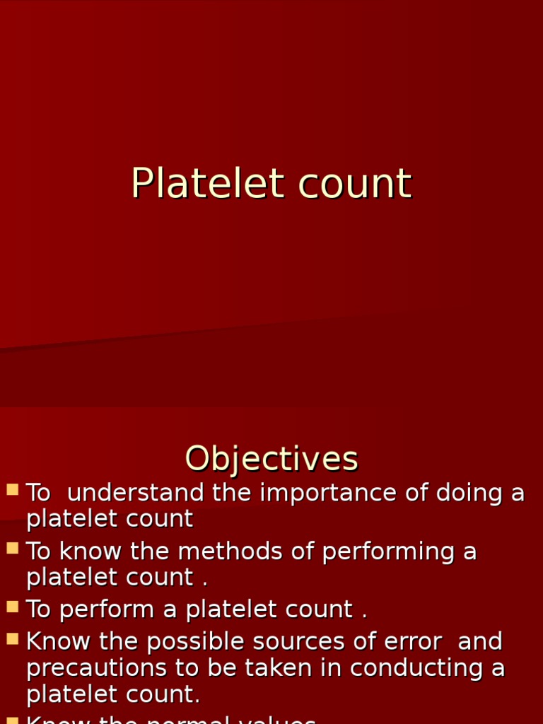 Platelet Counting Fordirect Indirect Method | PDF | Platelet | Leukemia