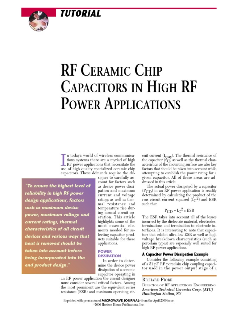 RF Ceramic Chip Capacitors in High RF Power Applications | PDF | Heat ...