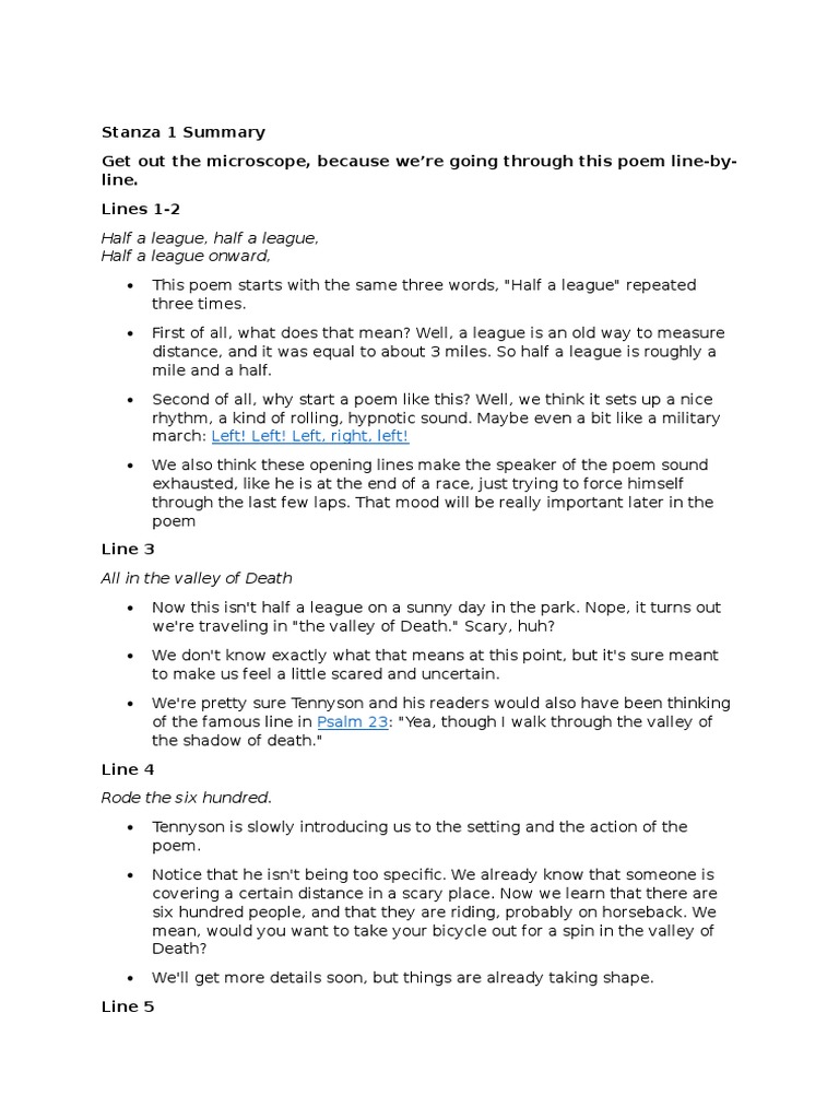 The Charge of The Light Brigade by Alfred Tennyson Notes | PDF | Poetry ...