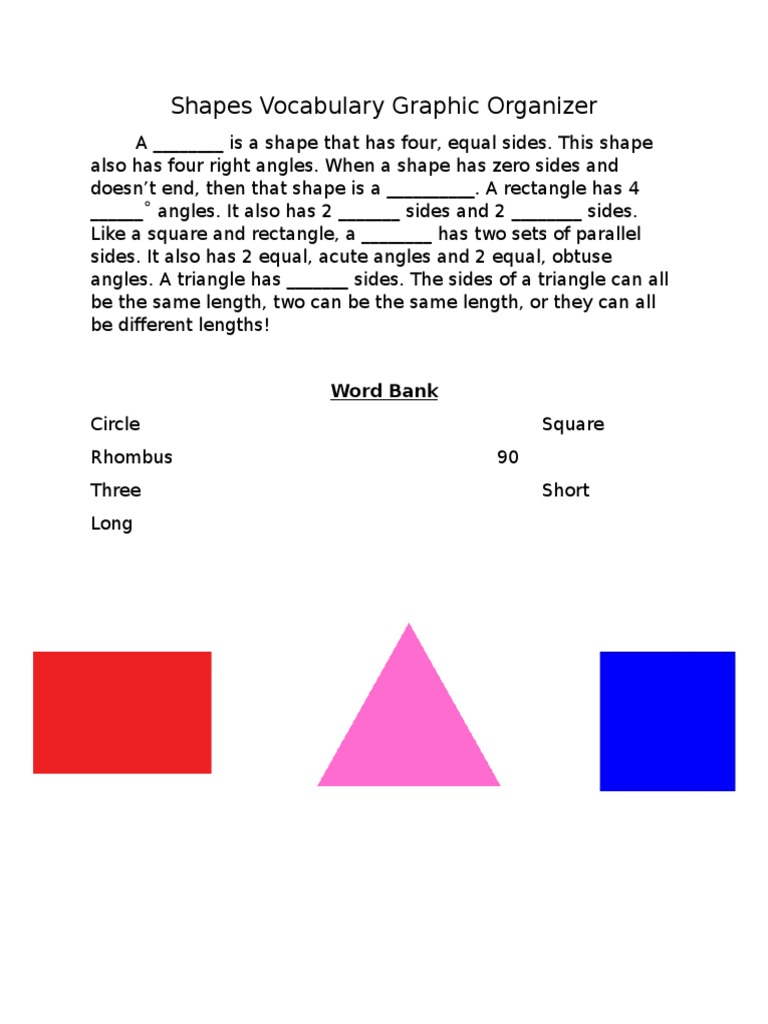 Shapes Vocabulary Graphic Organizer | PDF