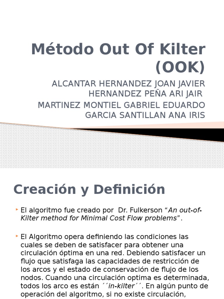 Método Out of Kilter OOK | PDF | Algoritmos | Programación lineal