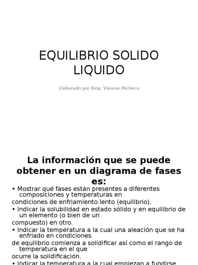 Equilibrio Solido Liquido | PDF | Diagrama de fases | Solubilidad