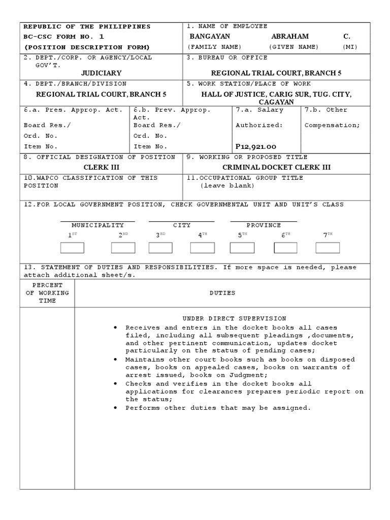CSC Form | PDF | Social Institutions | Social Science