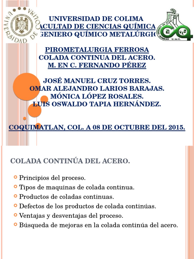 Colada Continua Del Acero | PDF | Acero | Industrias