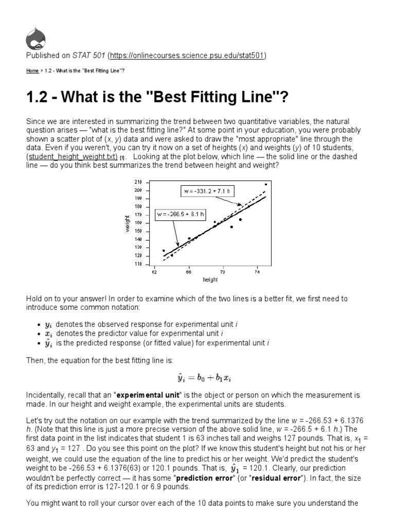 Best Fit Line Regression | PDF | Linear Regression | Errors And Residuals