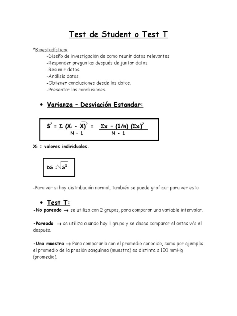 Test de Student | PDF | Prueba T de Student | Teoría estadística