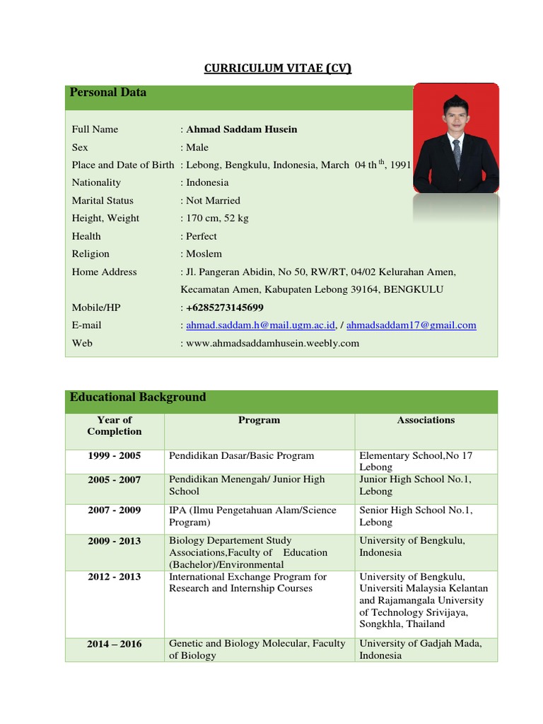 CV Complate Ahmad Saddam H | PDF | Academia | Schools