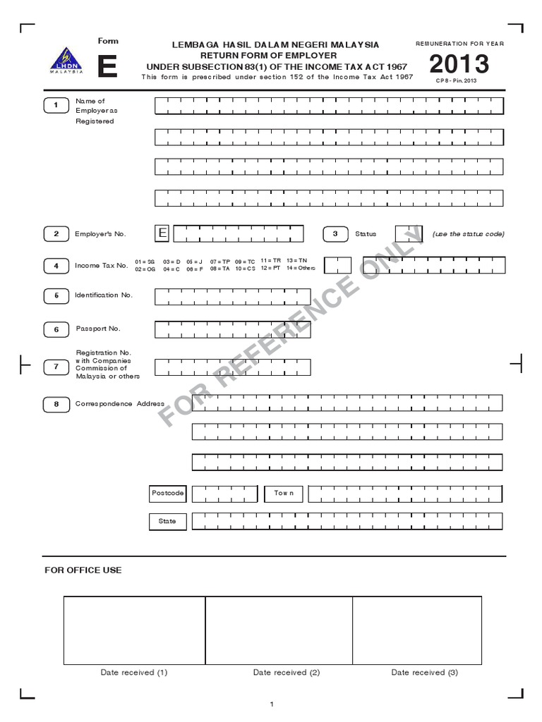 Employer's Return Form CP 8D 2013 | PDF | Employee Benefits | Employment