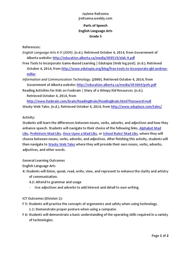 Mad Lib Activity | PDF | Adverb | Adjective