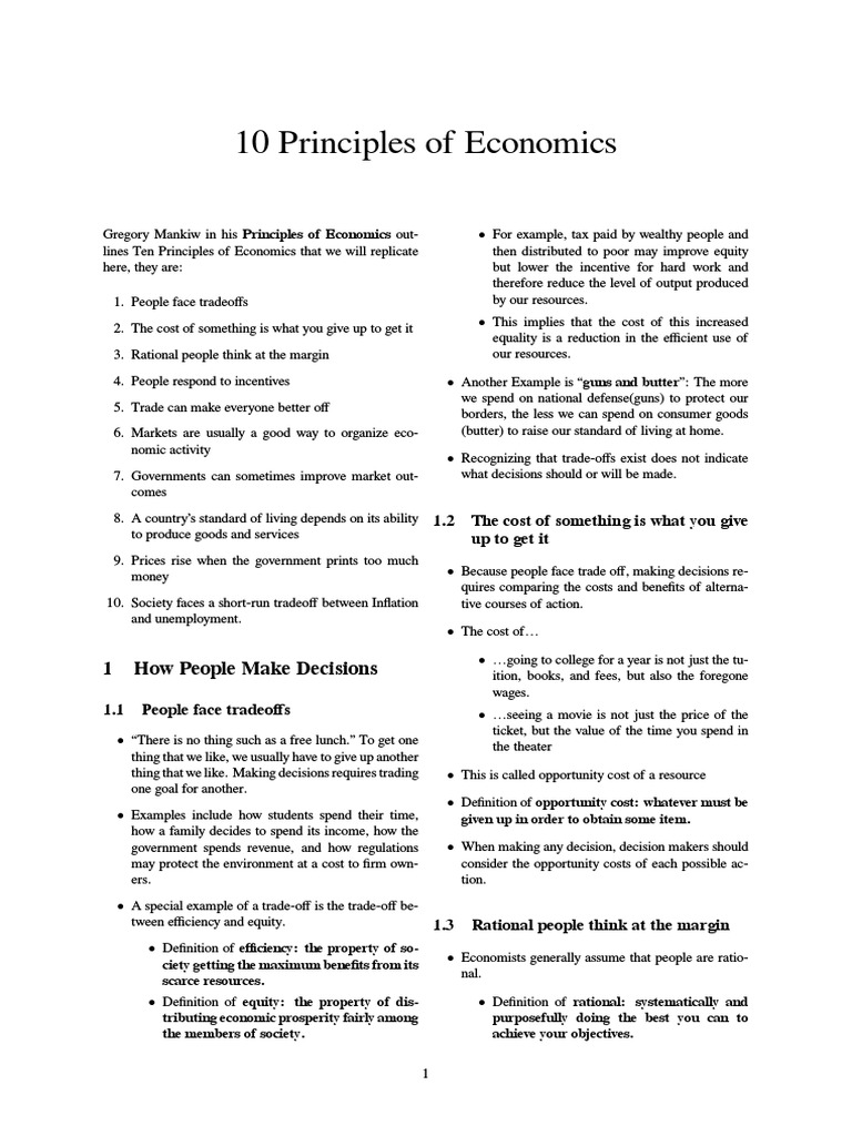 10 Principles of Economics | PDF | Market Economy | Inflation
