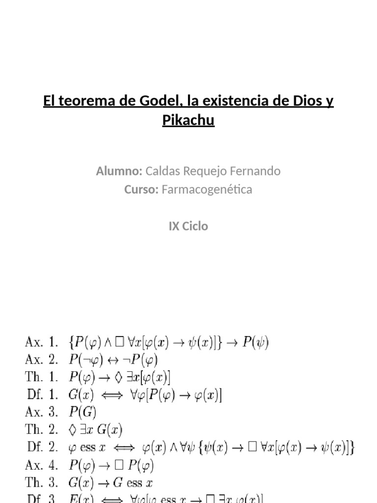 El Teorema de Godel, La Existencia de Dios y Pikachu | PDF | Prueba ...