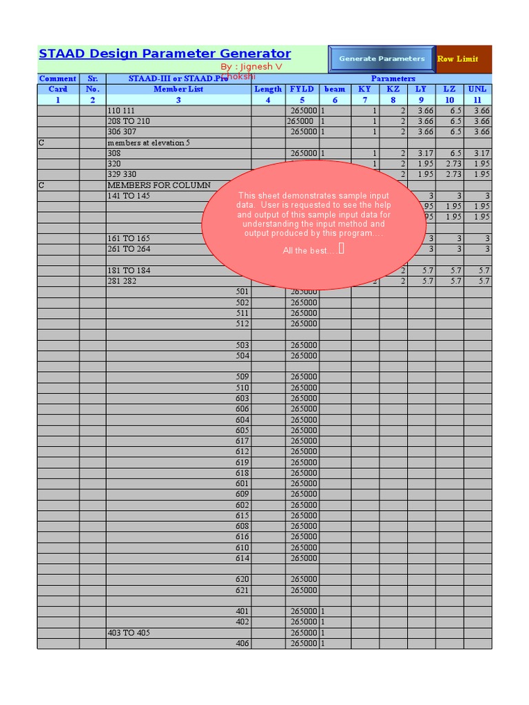 Staad Parameters Pdf Parameter Computer Programming Spreadsheet 8864