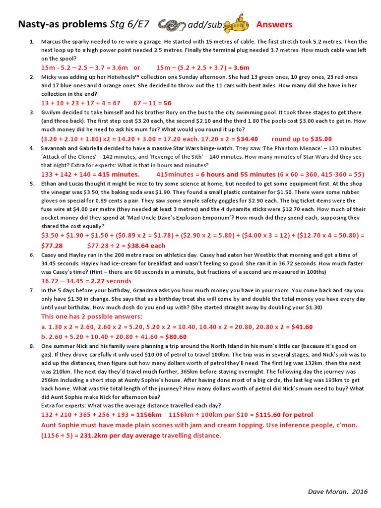 Add sub Word Problems Answers Leisure