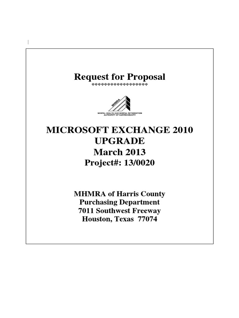 MHMRA's Proposal for Upgrading Microsoft Exchange 2010: Enhancing ...