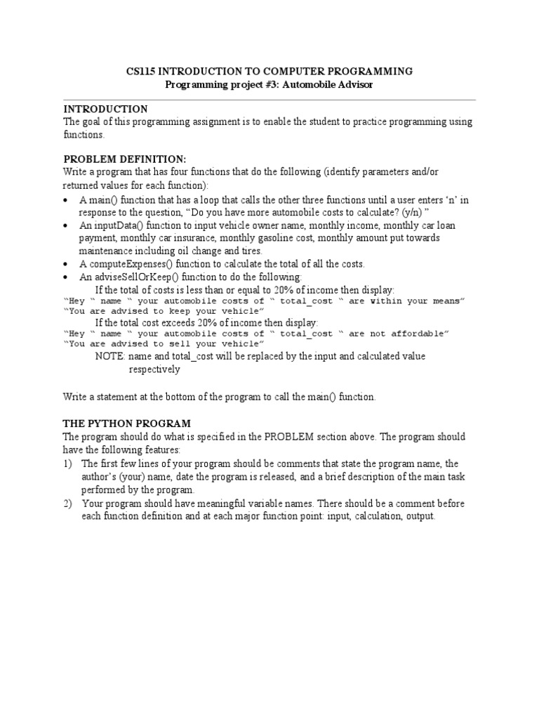 Proj 3 | PDF | Computer Program | Programming