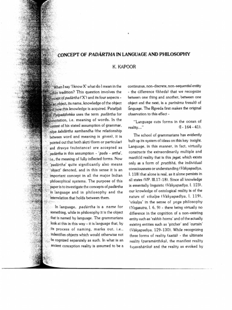 Concept of Padartha in Lang and Philosophy | PDF