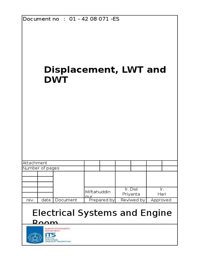 Container Ship Displacement, LWT and DWT Calculation | PDF | Tonnage ...