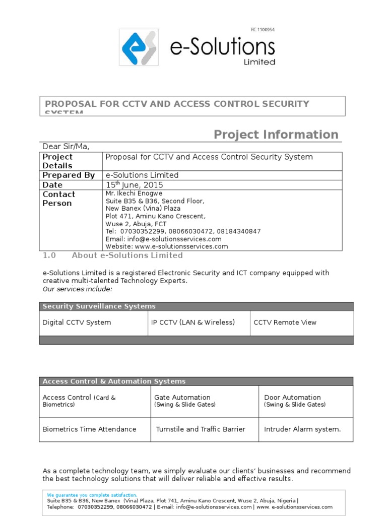 CCTV & Access Control Proposal | PDF | Access Control | Authentication