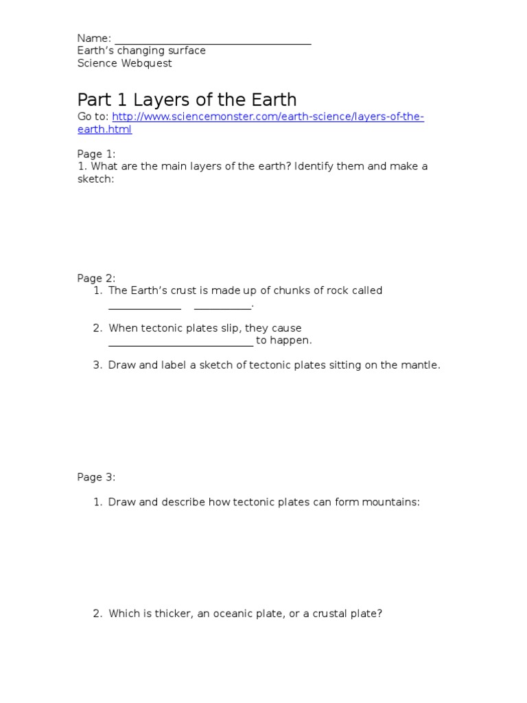 Earths Surface Webquest | PDF