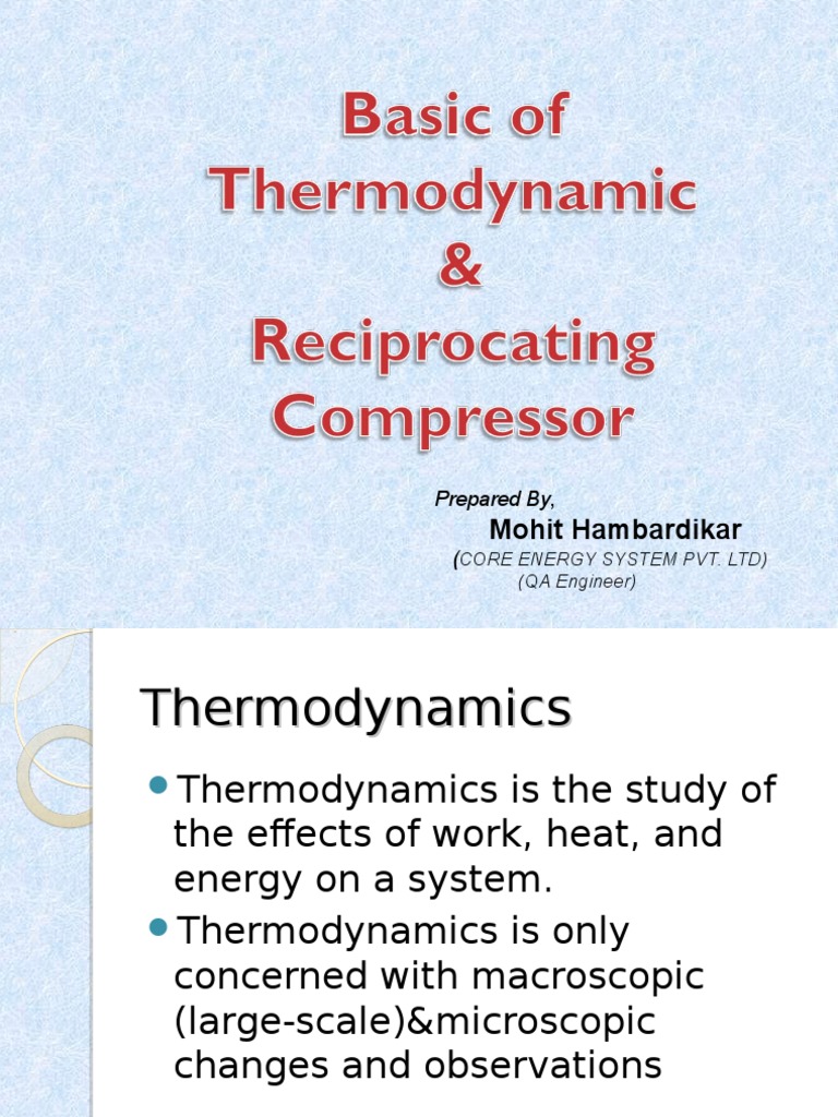 Basic of Thermo & Reciprocating Compressor | PDF | Gas Compressor | Pump