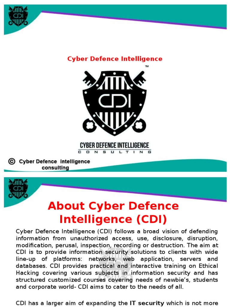 Cyber Defence Intelligence - (CDI) | PDF | Security Hacker | Computer ...